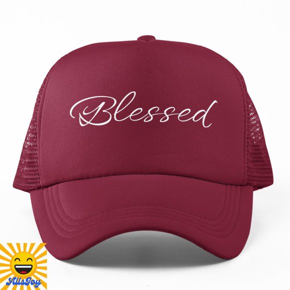 AllsJoy | Accessories | Blessed Script Foam Trucker Hat Snapback Cap ...